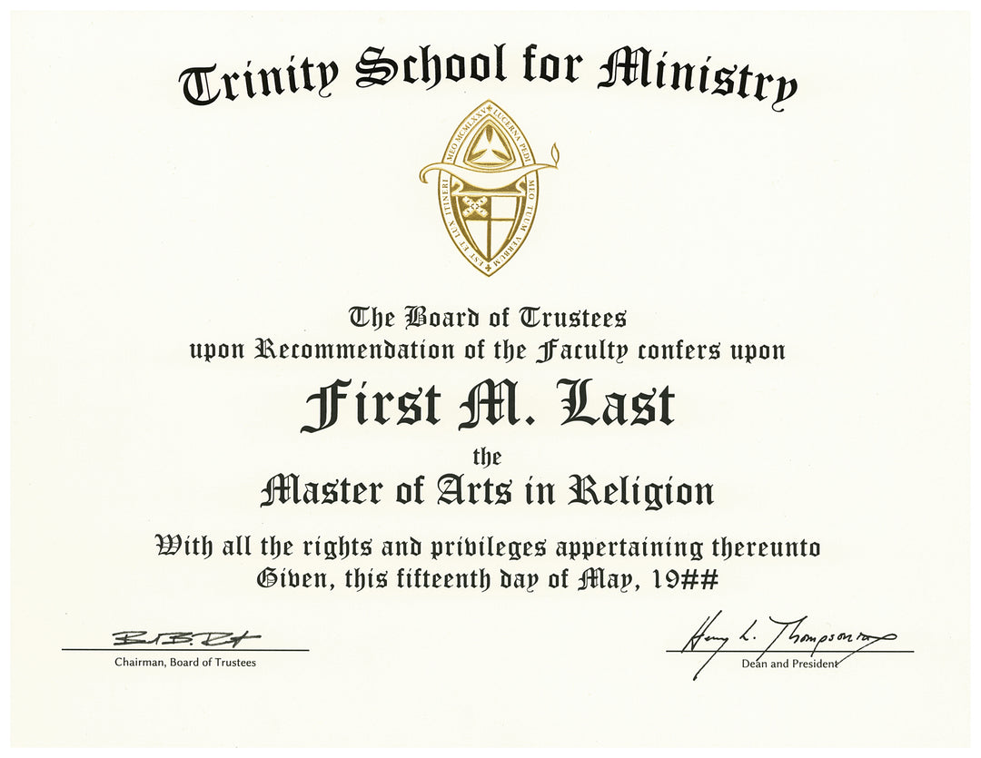 Diploma Certificate Re-Print for Official Frames – Trinity Bookstore